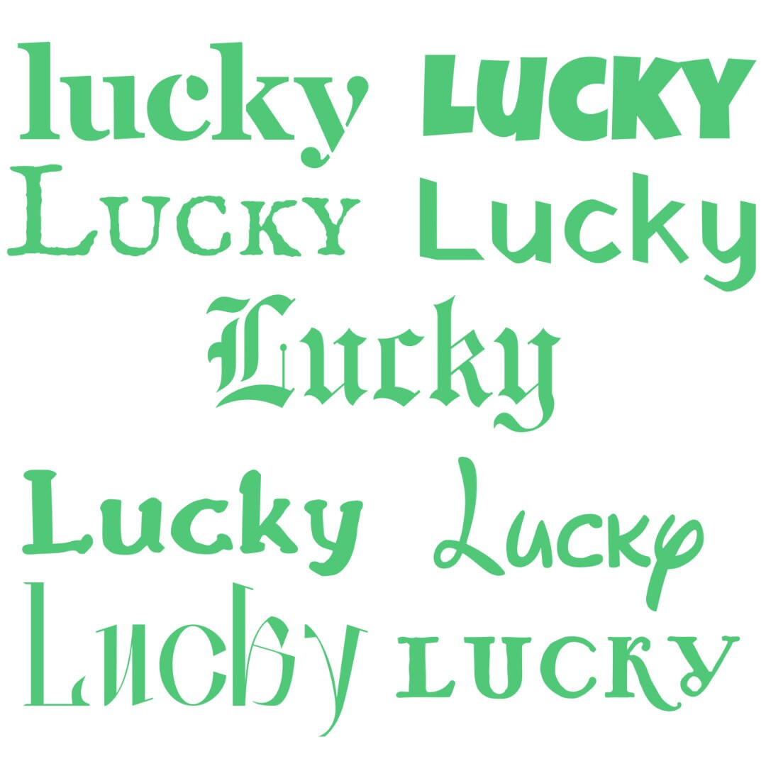Lucky PNG in Nine Fonts: St. Patrick's Day PNG 18-pack, Green & White ...