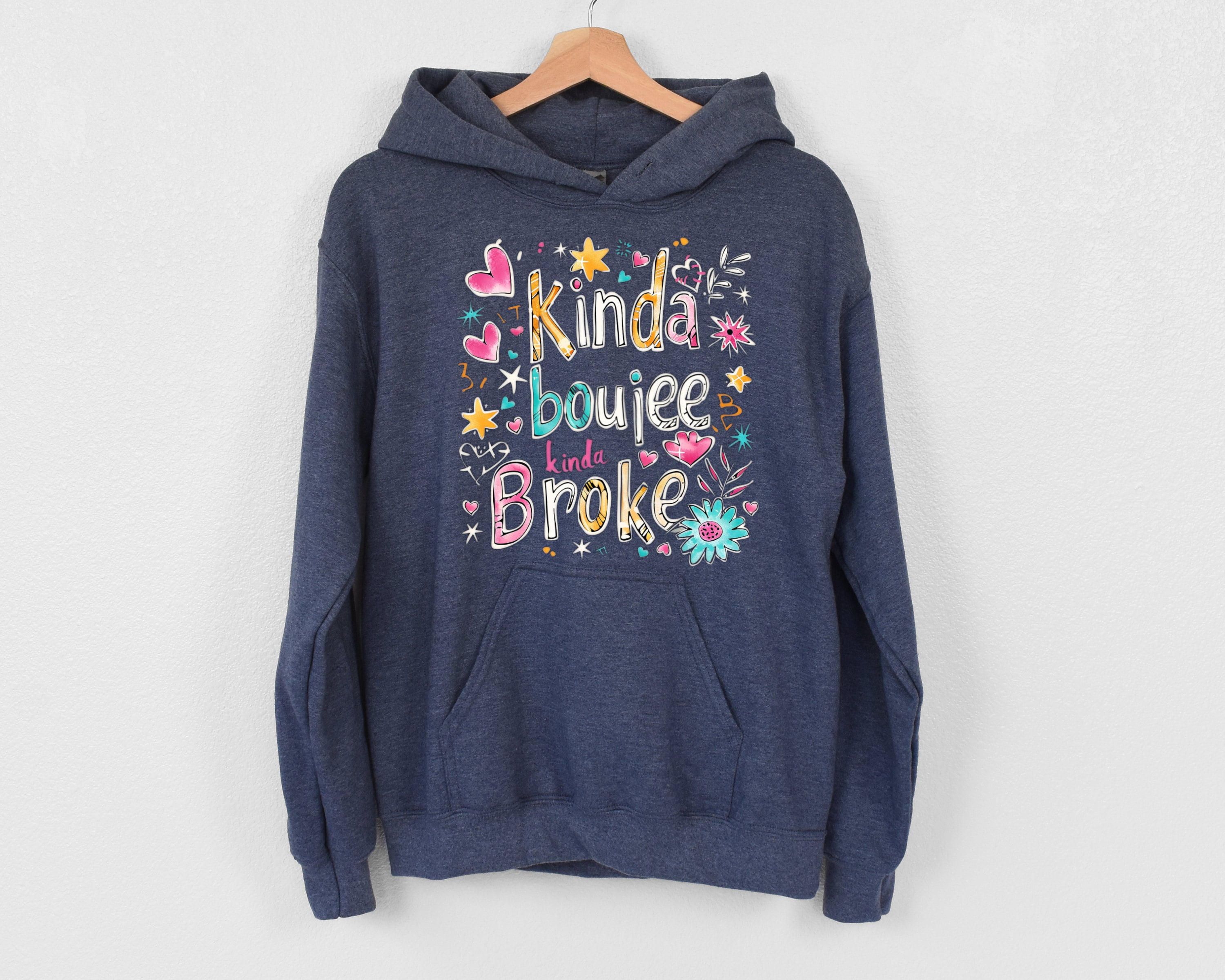 Chic 'kinda Boujee Kinda Broke' Design With Playful Fonts, Stars ...