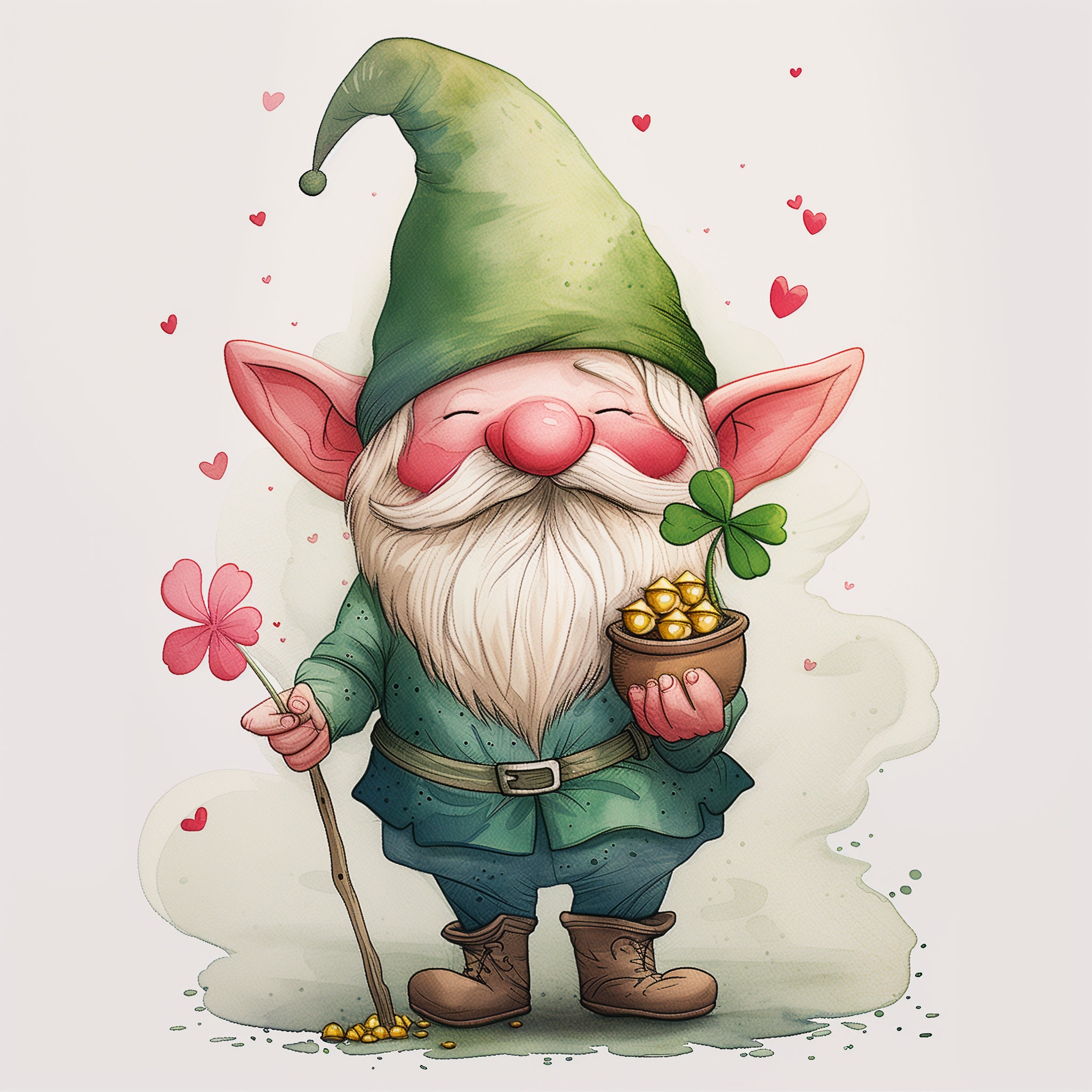 St. Patrick's Day Gnomes - Set of 26 PNG Vibrant Watercolor Images Sure ...