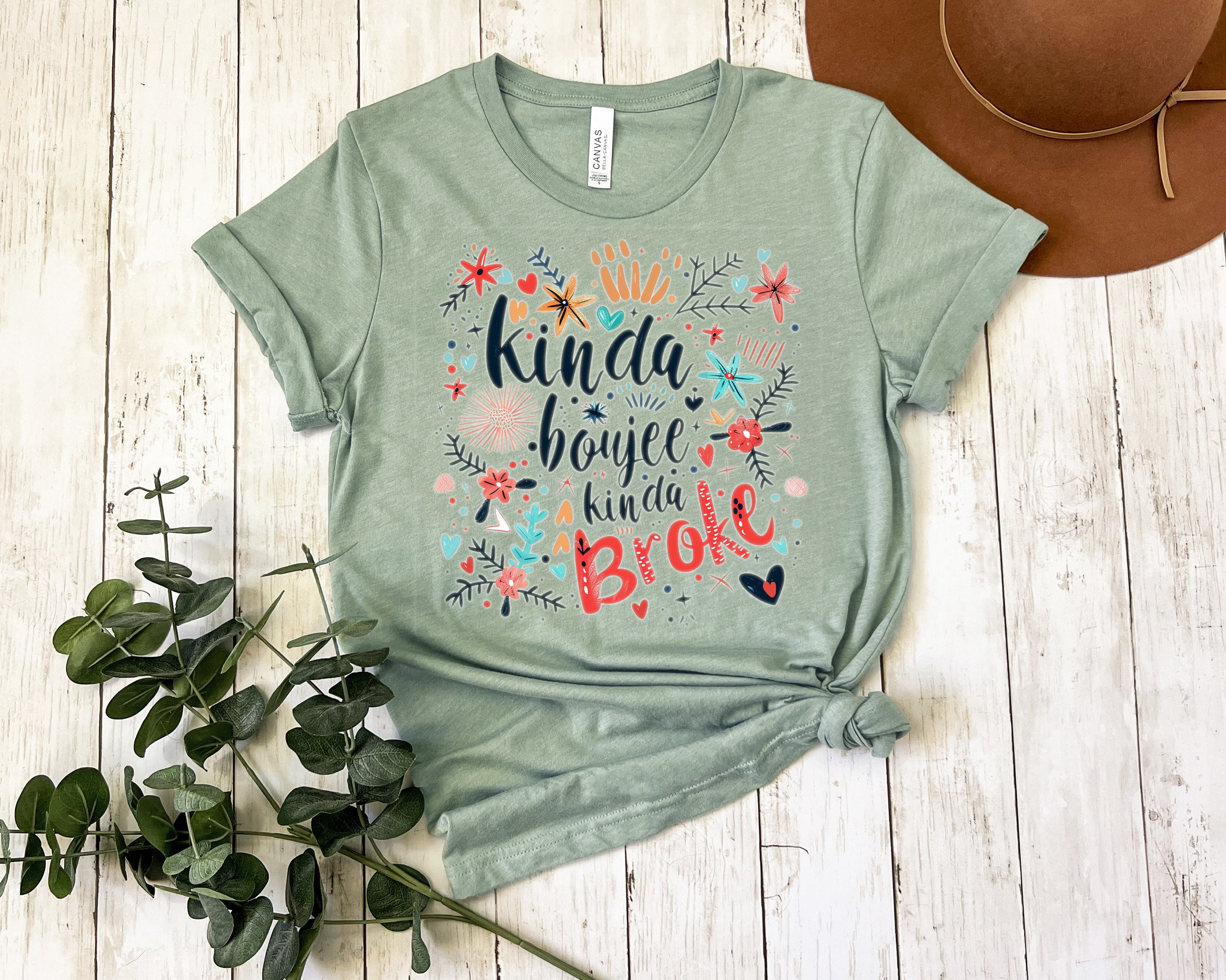 Chic 'kinda Boujee Kinda Broke' Design With Playful Fonts, Stars ...