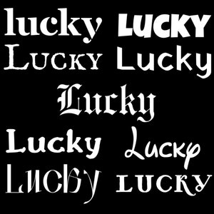 Lucky PNG in Nine Fonts: St. Patrick's Day PNG 18-pack, Green & White ...