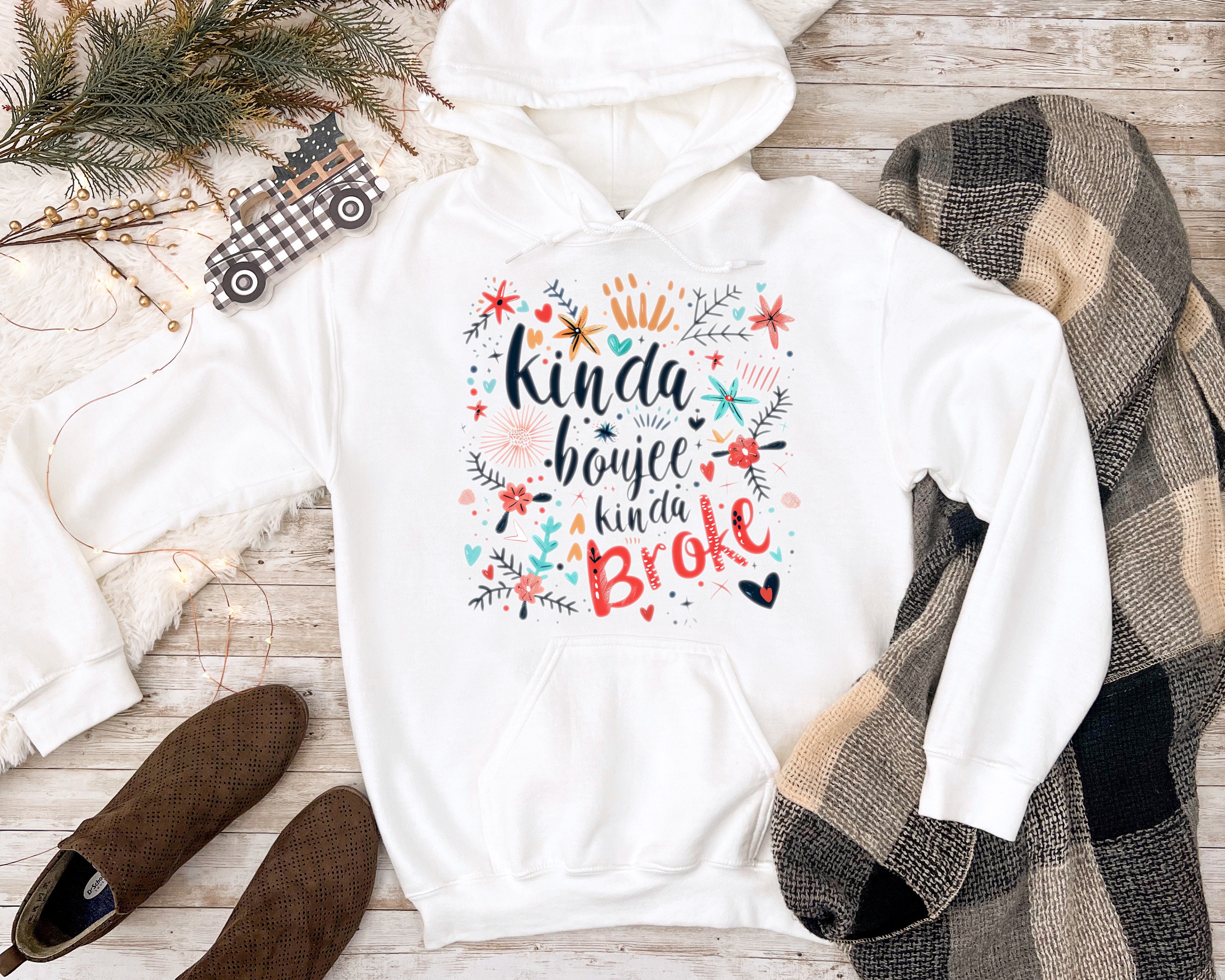 Chic 'kinda Boujee Kinda Broke' Design With Playful Fonts, Stars ...