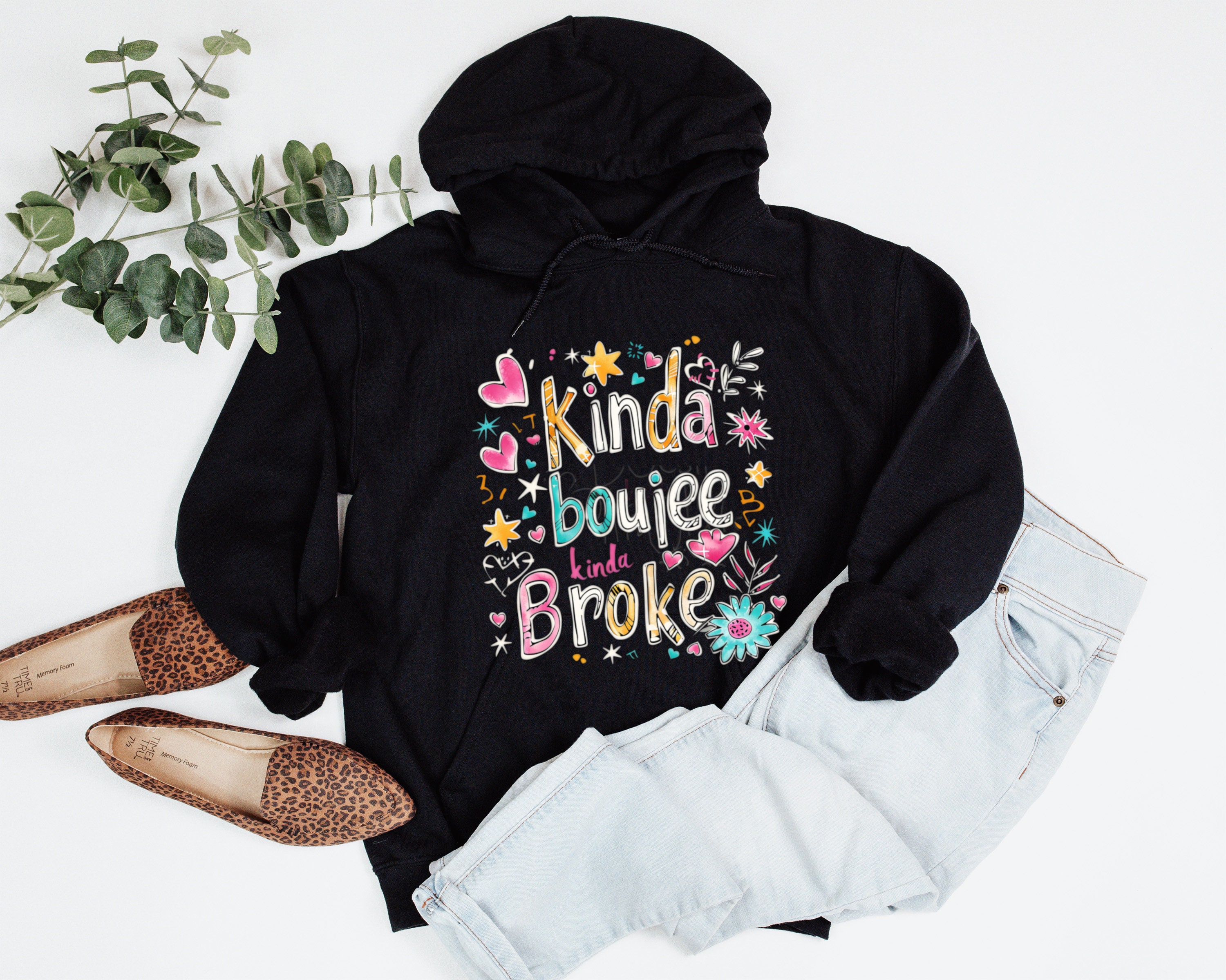 Chic 'kinda Boujee Kinda Broke' Design With Playful Fonts, Stars ...