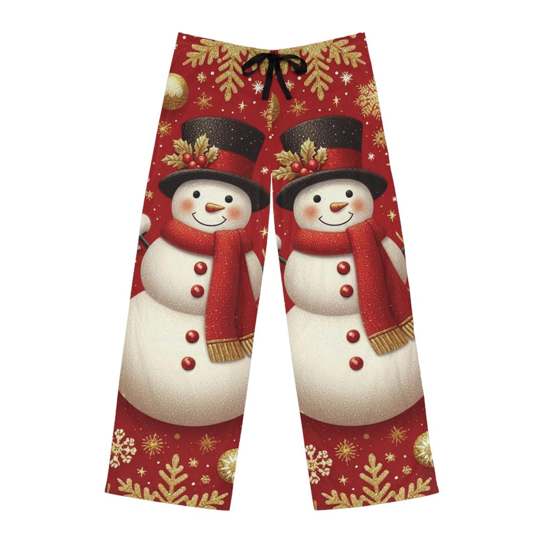 B.M.D Festive Snowman Pajama Pants, Cozy Holiday Sleepwear, Christmas ...