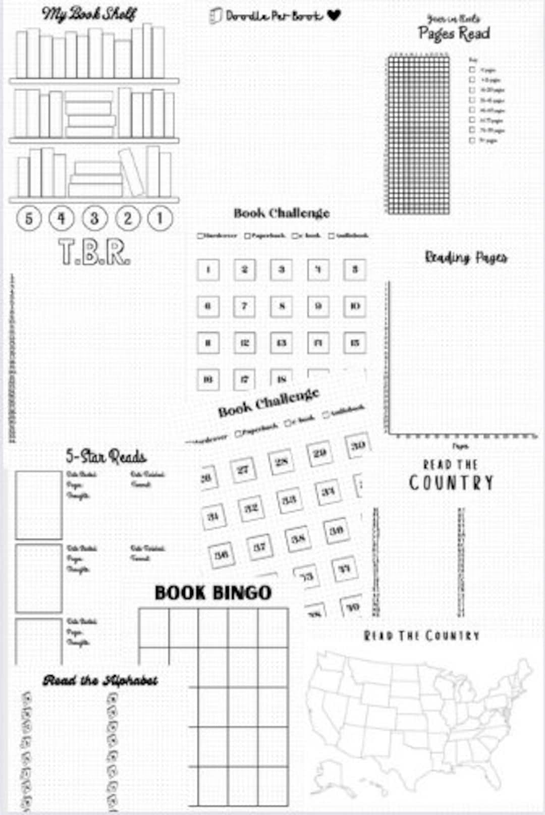 Reading Bullet Journal Pages Bundle - Etsy