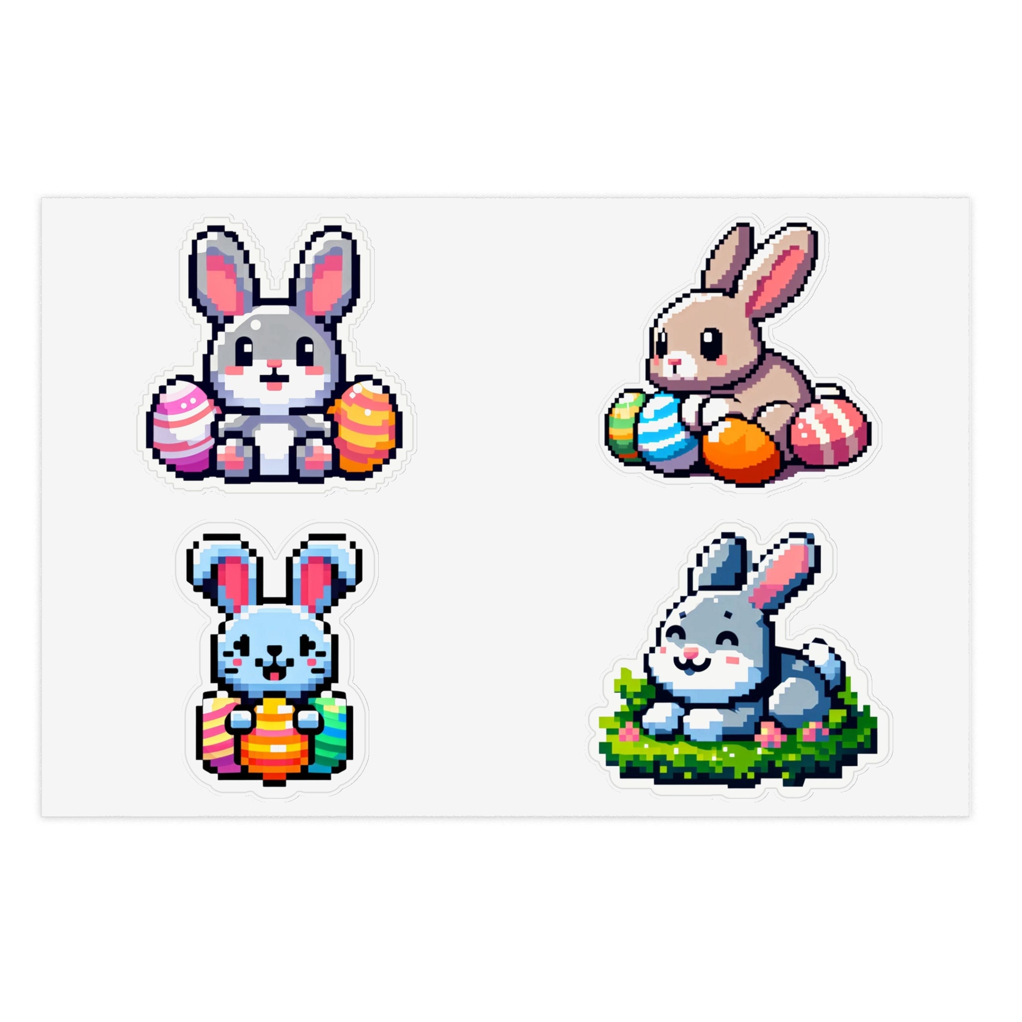 Adorable Easter Bunny Pixel Art Stickers Perfect for Planners and ...