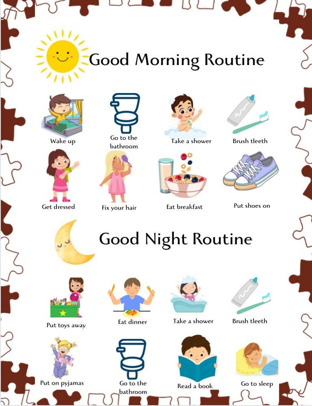 Kid Morning and Night Routine - Etsy