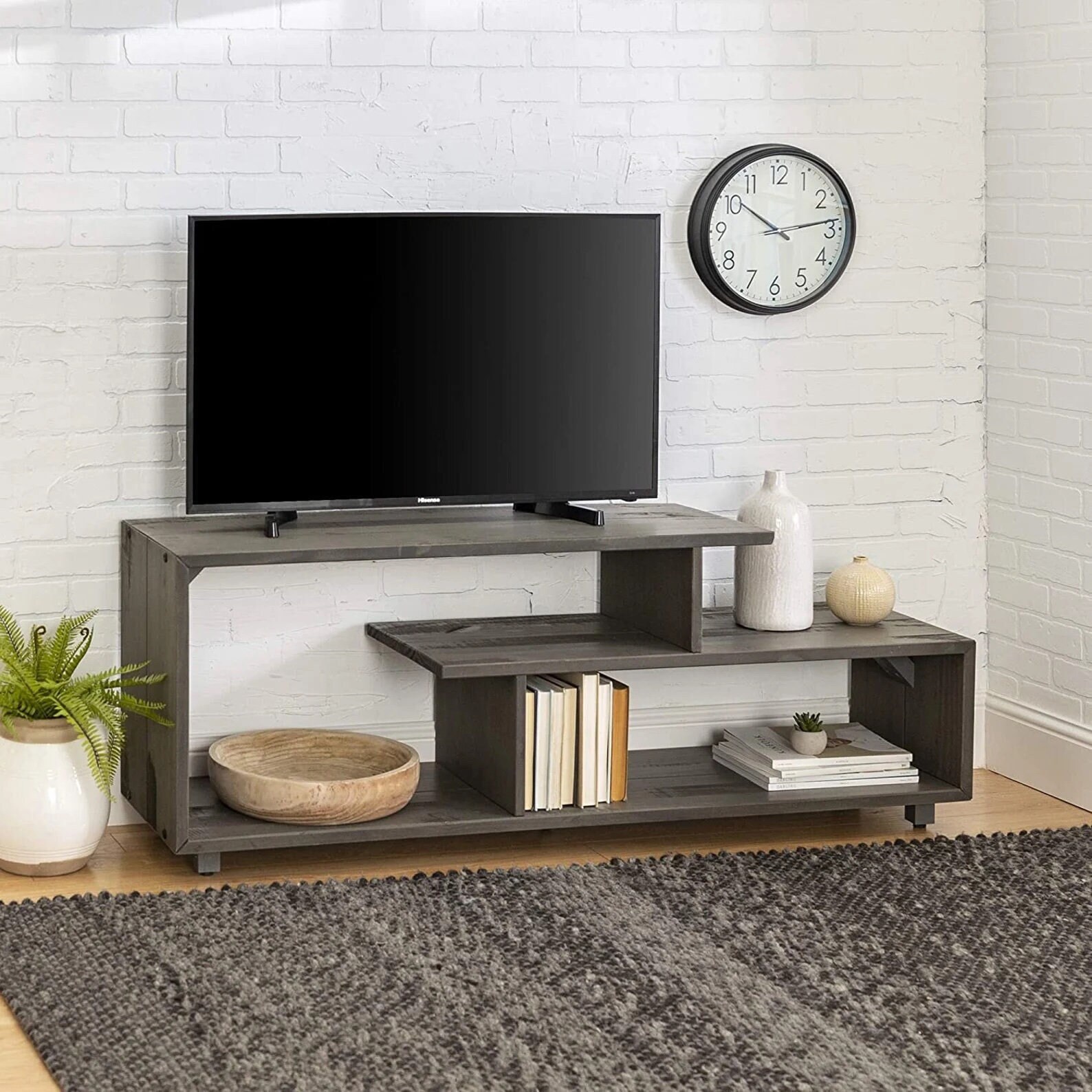 Beautiful Two-tier Asymmetrical Solid Wood TV Stand - Etsy