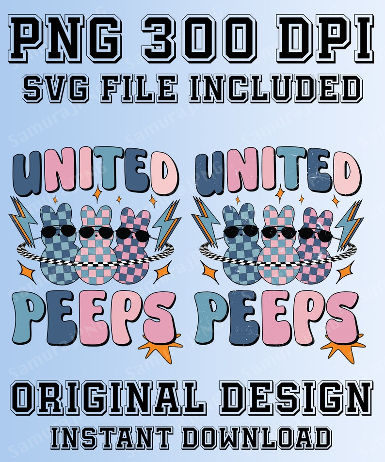 United Peeps Svg Png Clean and Distorted Versions, Easter 2024, Spring 2024, Peep Png, Easter ...