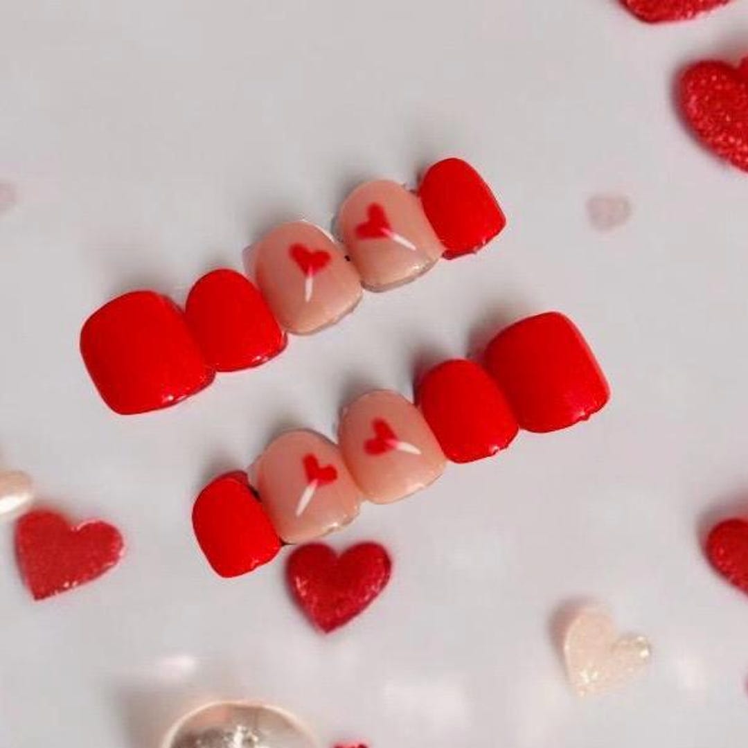 KIDS Lollipop Hearts Press on Nails - Etsy