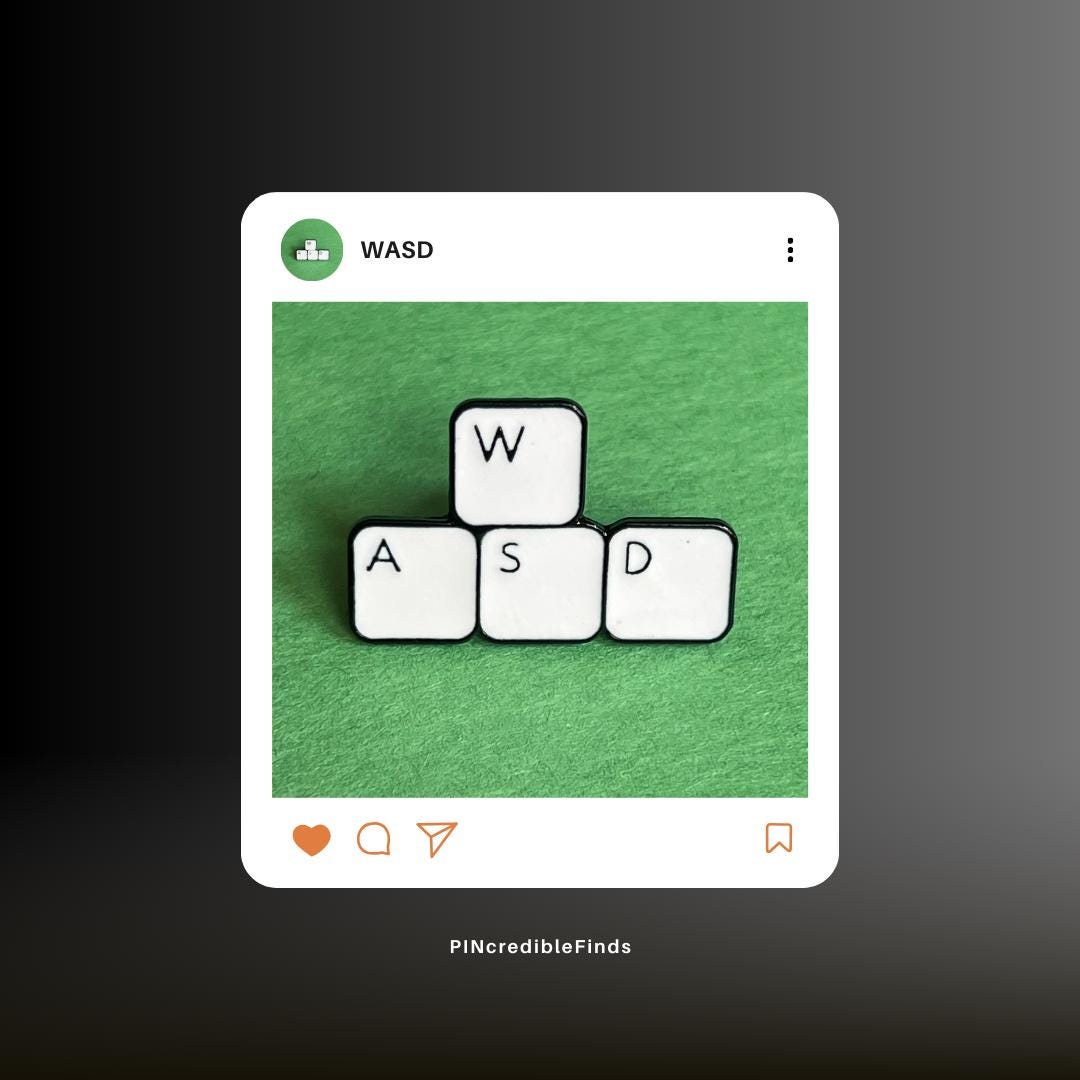 WASD Gaming Keys Enamel Pin Iconic Gamer's Accessory for PC Players - Etsy