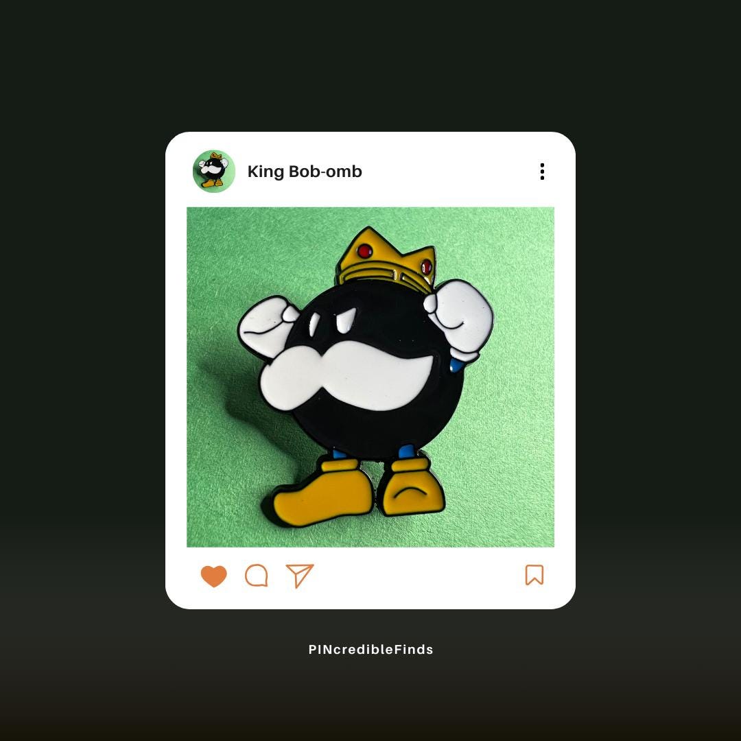 King Bob-omb Enamel Pin Iconic Mario Character, Retro Video Game ...