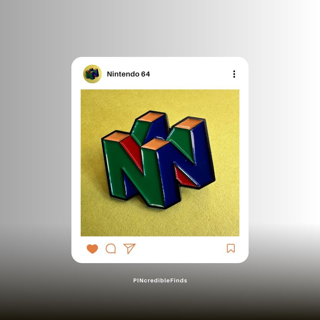 Nintendo 64 Logo Enamel Pin Iconic Gaming Emblem, Retro Video Game ...