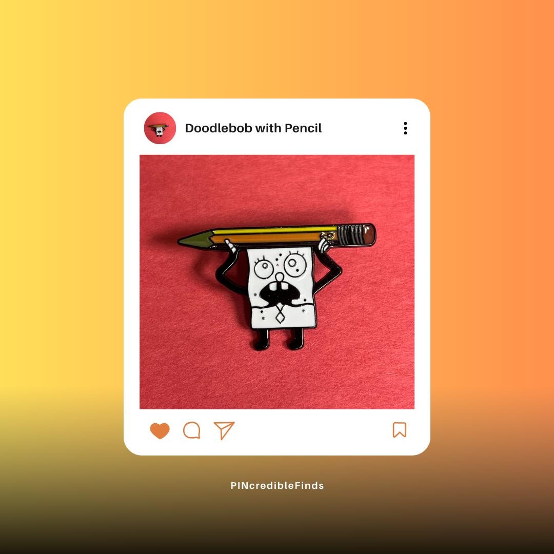 Doodlebob With Pencil Enamel Pin Iconic Spongebob Squarepants Character ...