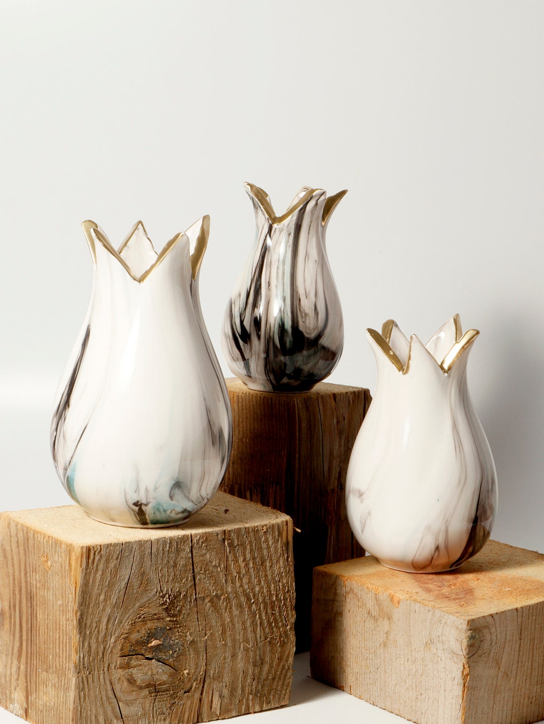 Tulip Vase, Decorative Ceramic Tulip Vase, Moon Jar Vase, Traditional ...