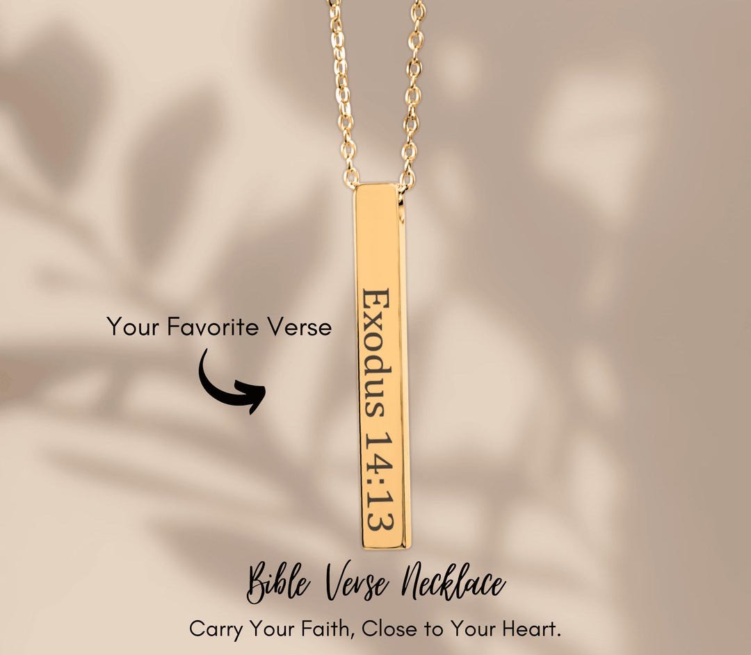 Christian Vertical Necklace, Bible Verse Bar Pendant, Jewelry for Women ...