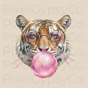 Tiger Png, Tiger Mascot Bubble Gum Print Sublimation T-shirt Graphic ...