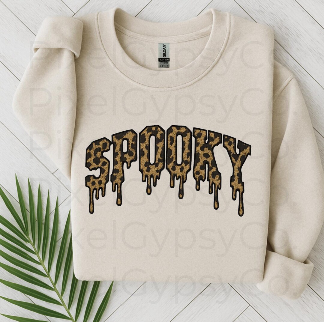 Spooky Png, Leopard Print Halloween Sublimation Png, Drip Text, Cheetah ...