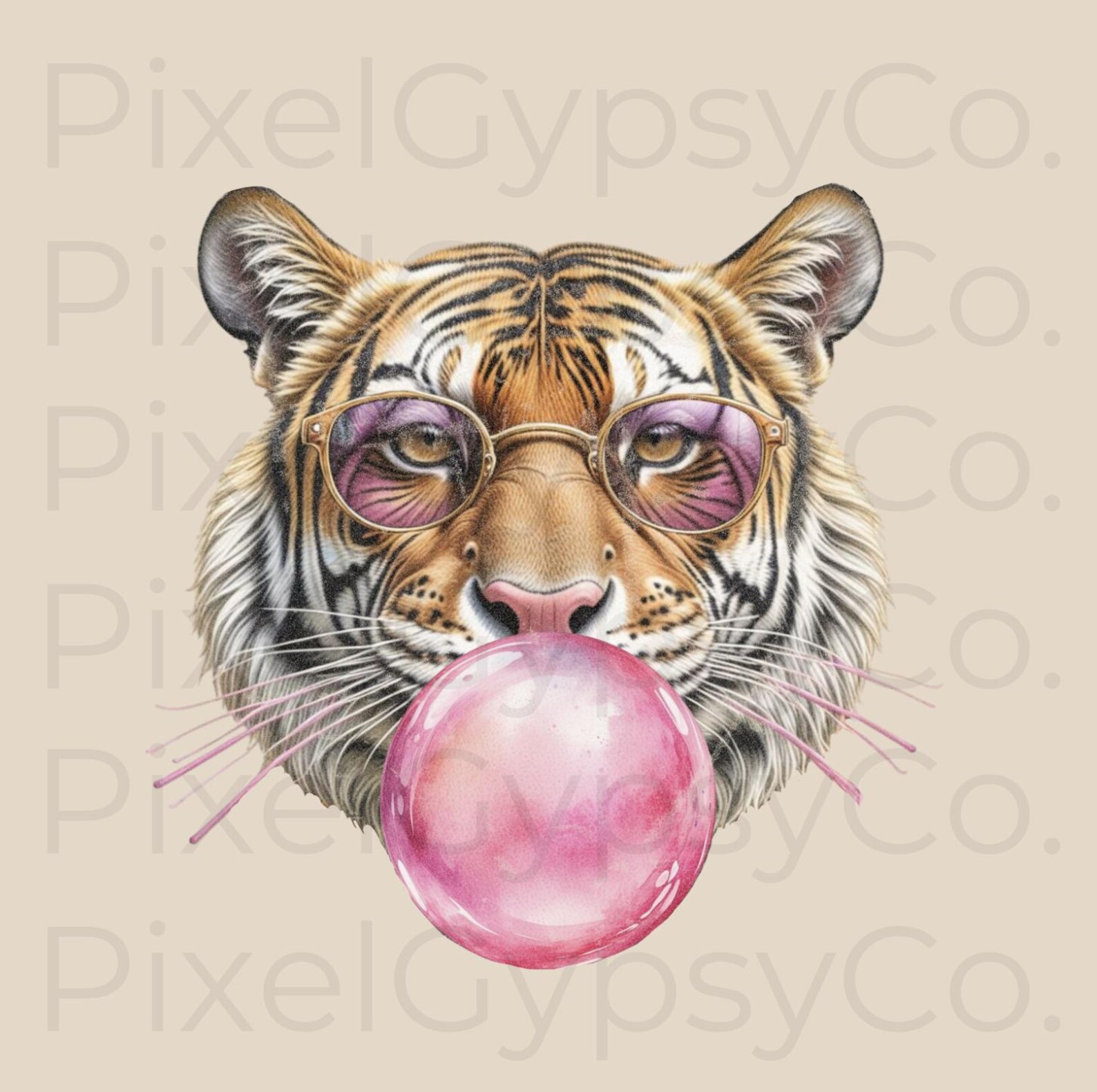 Tiger Png, Tiger Mascot Bubble Gum Print Sublimation T-shirt Graphic ...