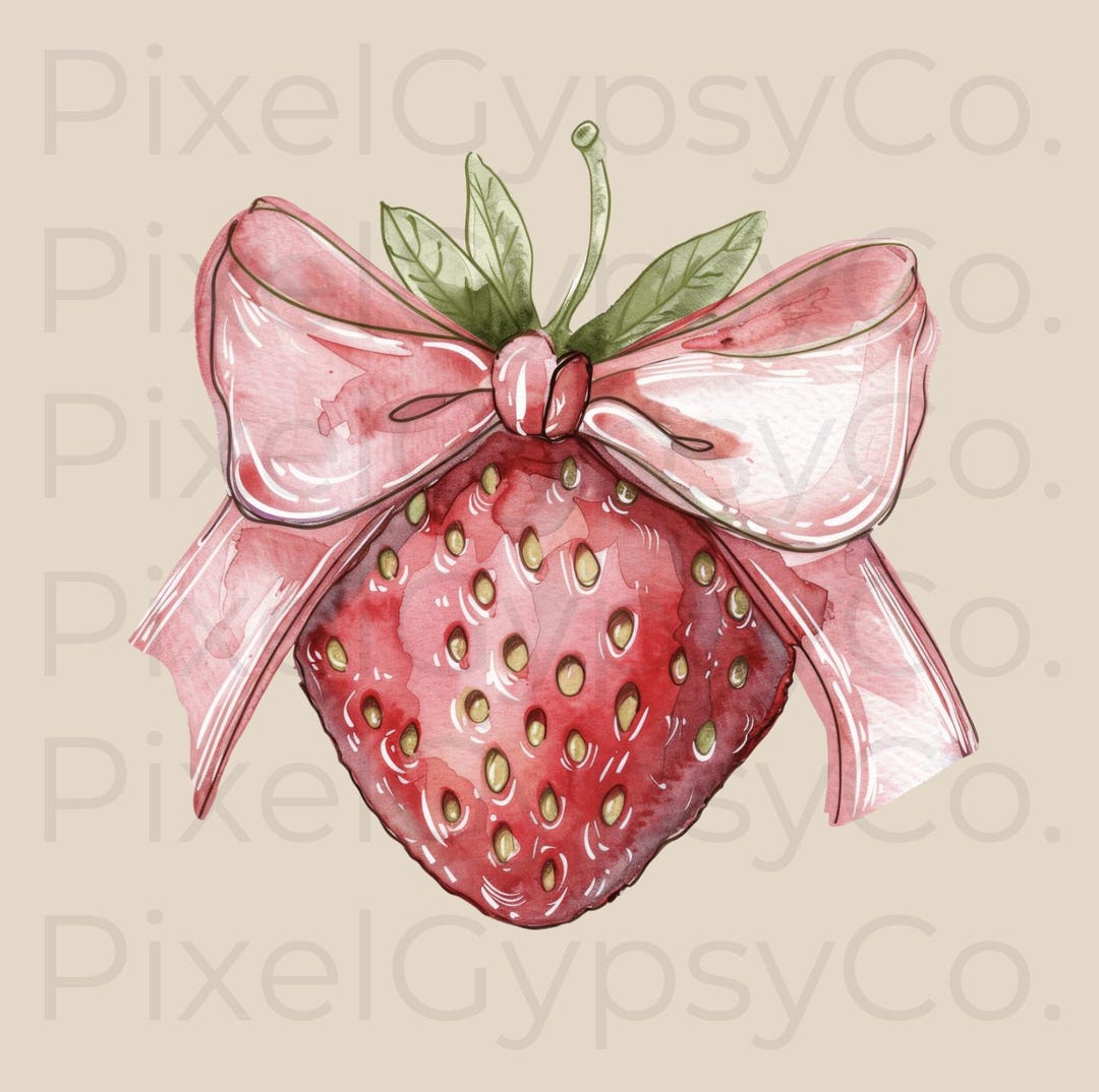 Strawberry Png, Watercolor Strawberry Print, Pink Coquette Aesthetic ...