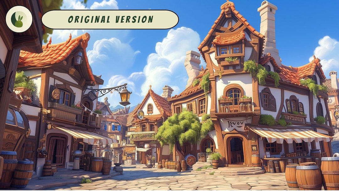 Fantasy City Street Virtual Background | Old-world Cartoon Backdrop ...