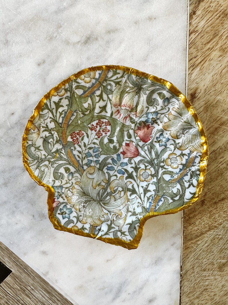 Edith Decoupage Scallop Sea Shell Trinket Jewelry Dish - Etsy