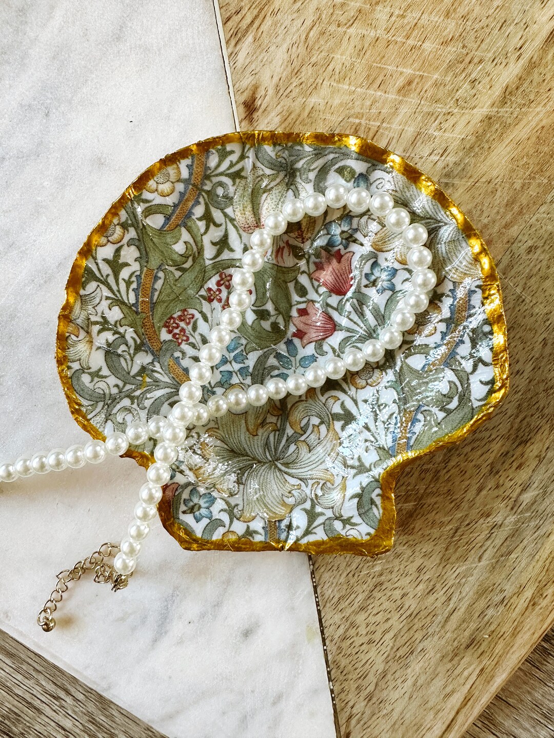 Edith Decoupage Scallop Sea Shell Trinket Jewelry Dish - Etsy
