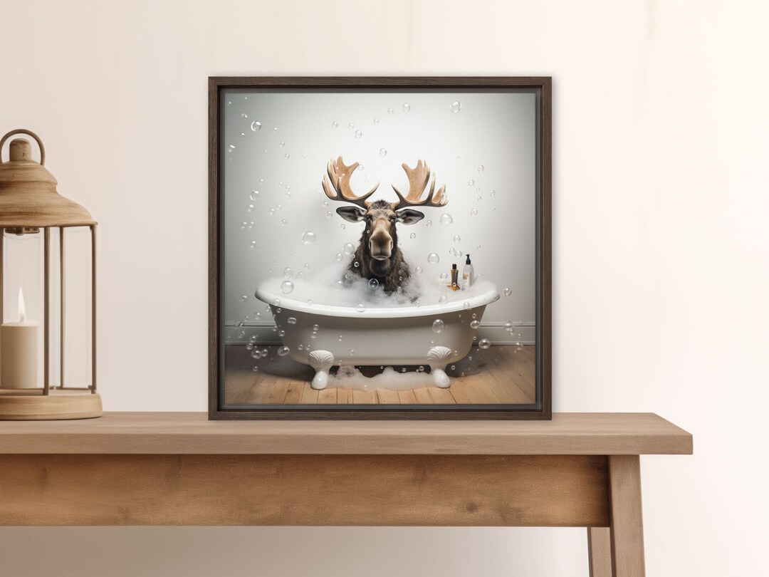 Moose in Bathtub Adorable Moose Taking Bubble Bath Country Home Decor Moose in Tub Farmhouse ...