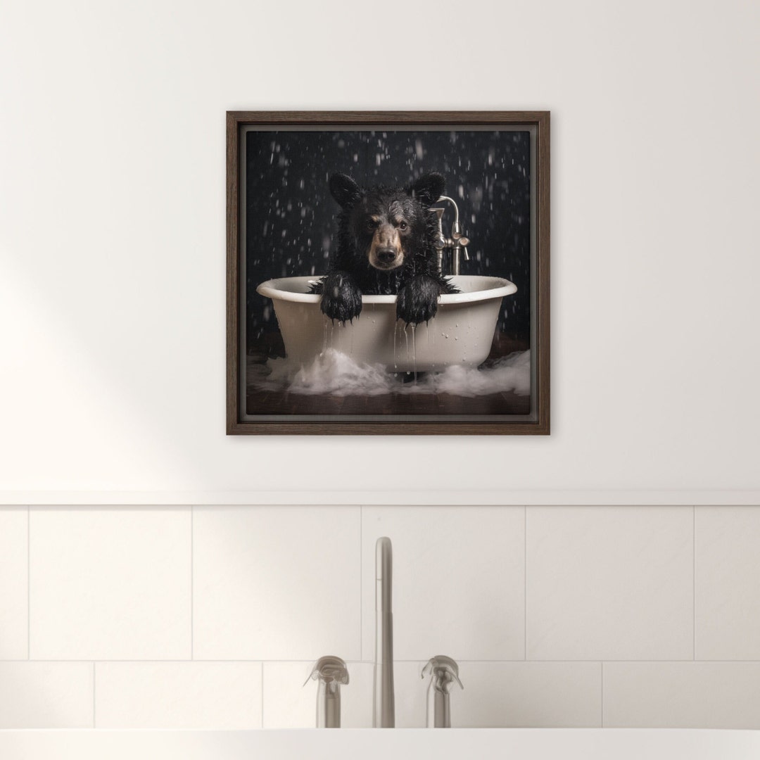 Printable Black Bear Cub in Bathtub Baby Bear Taking Bubble Bath ...