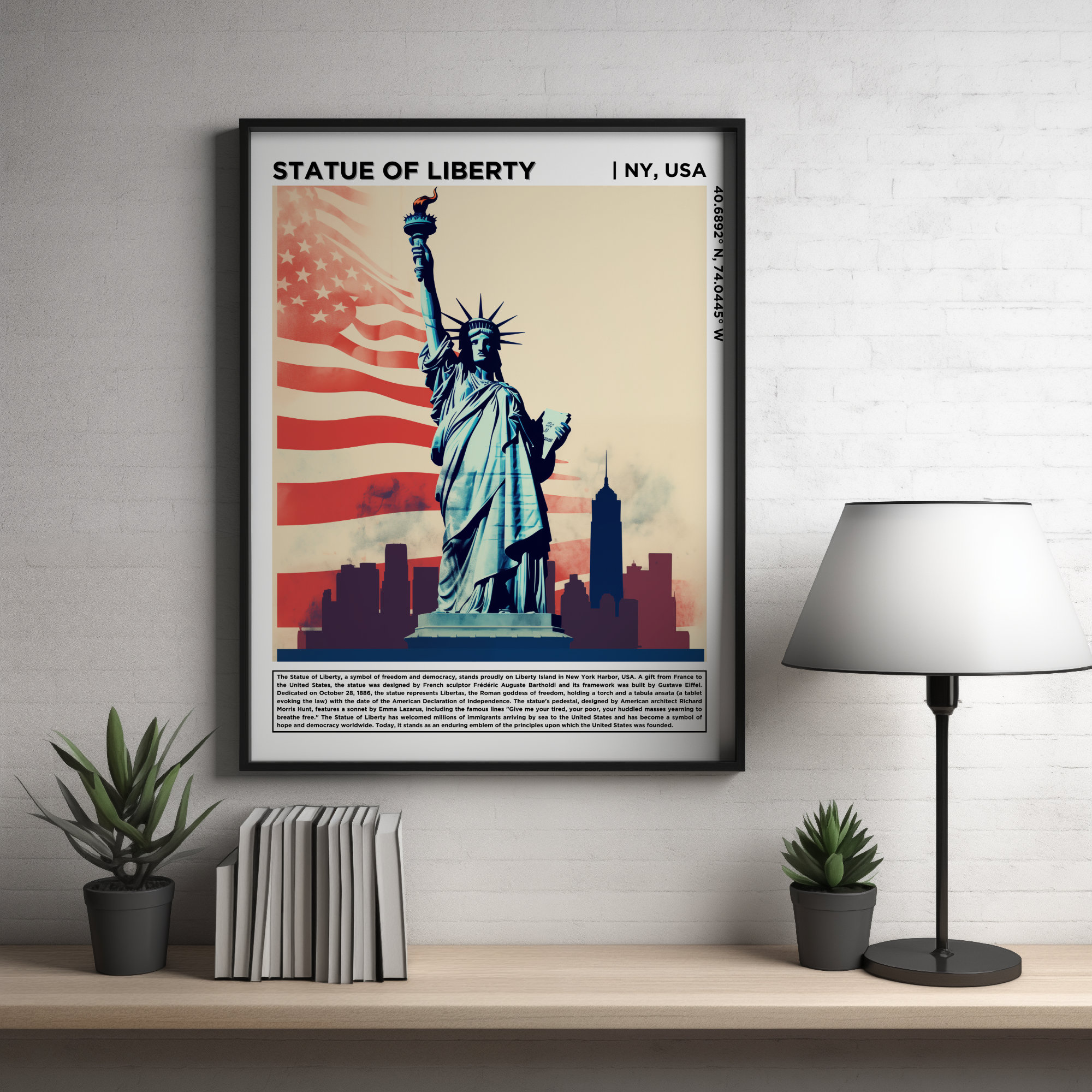 Colorful Infographic Statue of Liberty NY Travel Poster Print - Etsy