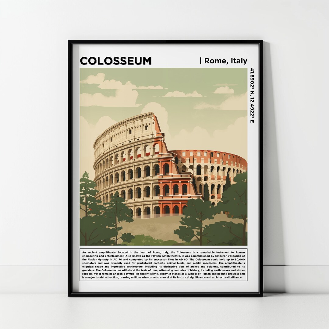 Colosseum Colorful Infographic Poster Print Wall Decor Destination ...