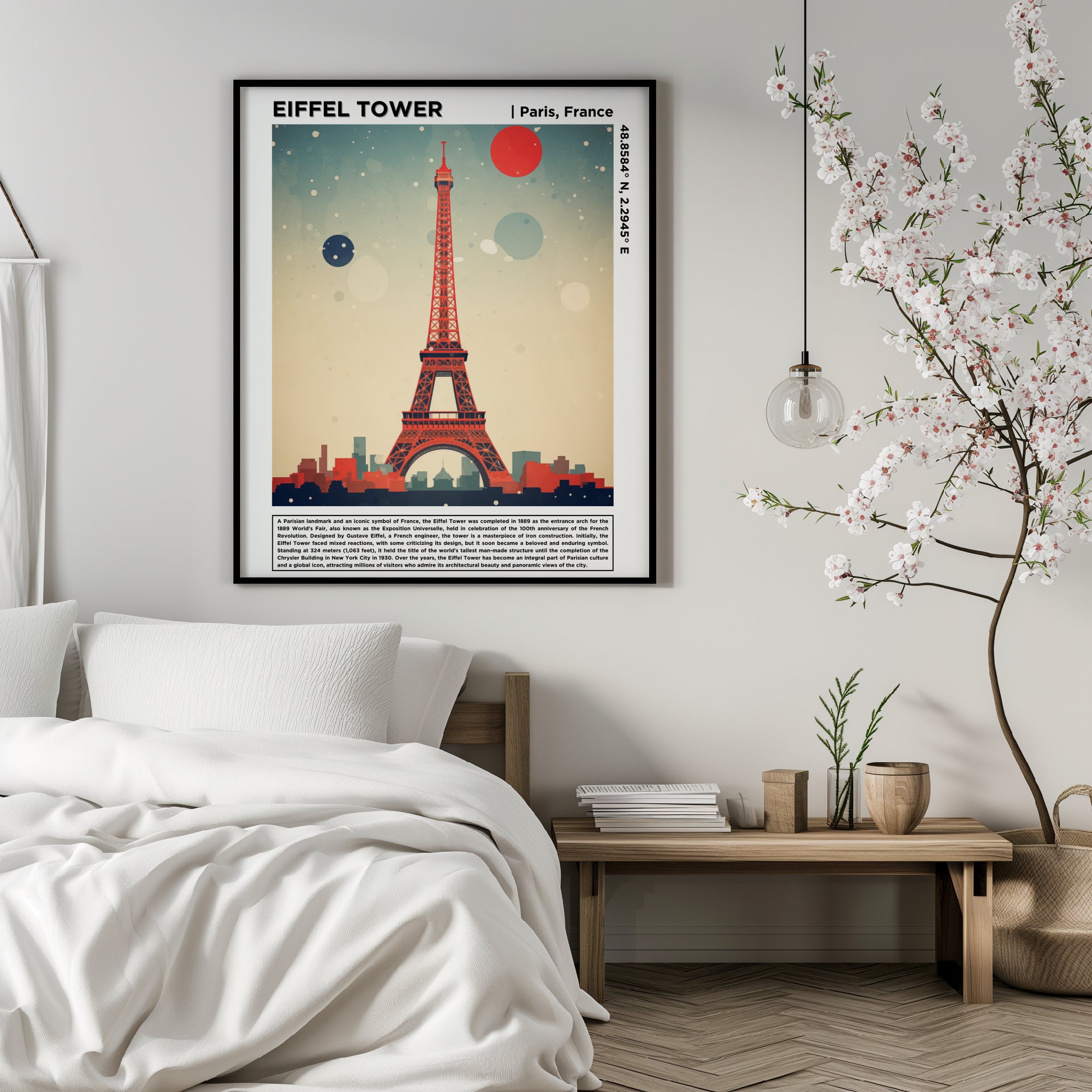 Eiffel Tower Colorful Infographic Poster Print Wall Decor Destination ...