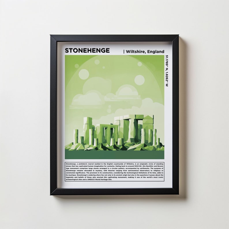Colorful Infographic Stonehenge Travel Poster Print - Etsy