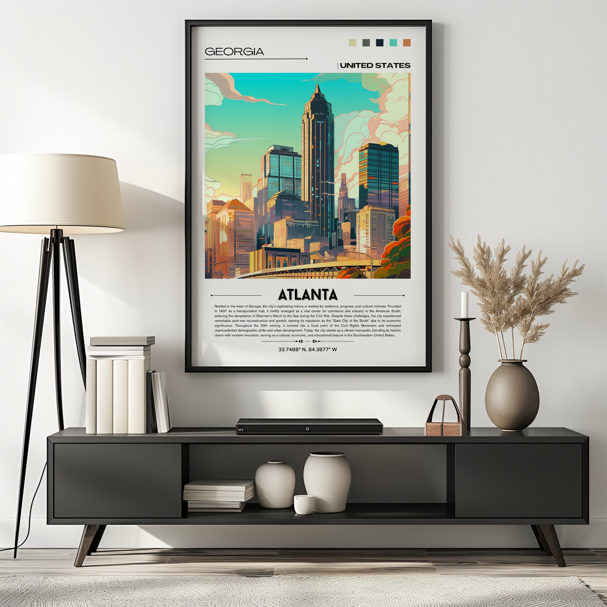 Atlanta Infographic Travel Poster Print Wall Decor Destination City ...