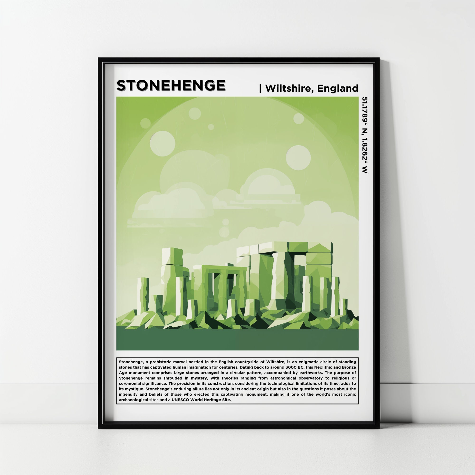 Colorful Infographic Stonehenge Travel Poster Print - Etsy