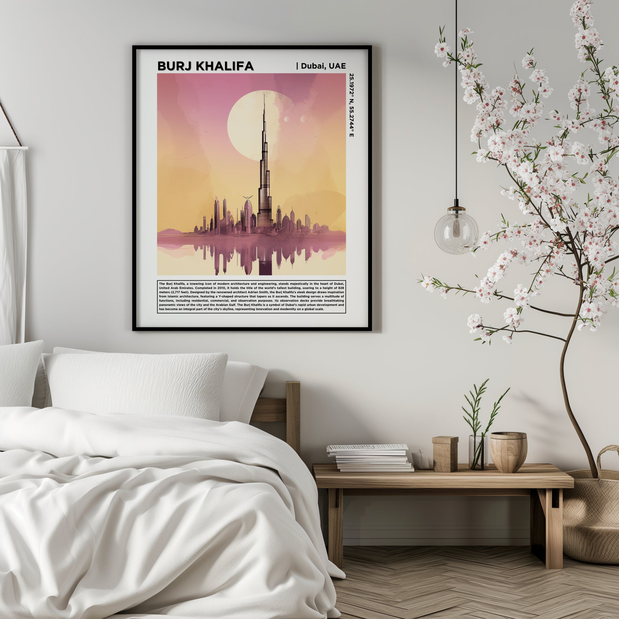 Burj Khalifa Colorful Infographic Poster Print Wall Decor Destination ...