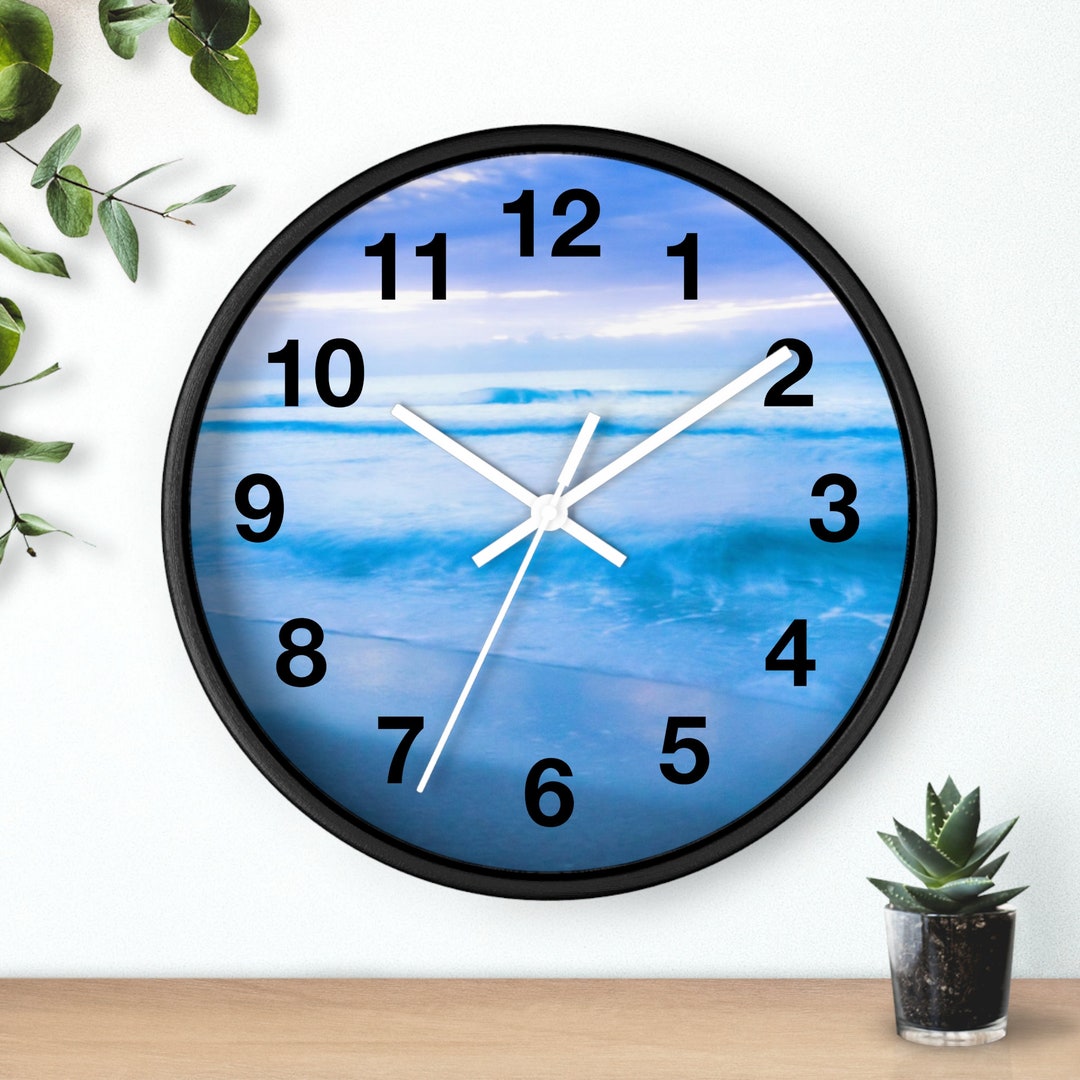 Clock Gift Blue Sunrise Wall Clock Blue Hour Sunrise Beach House Gift ...