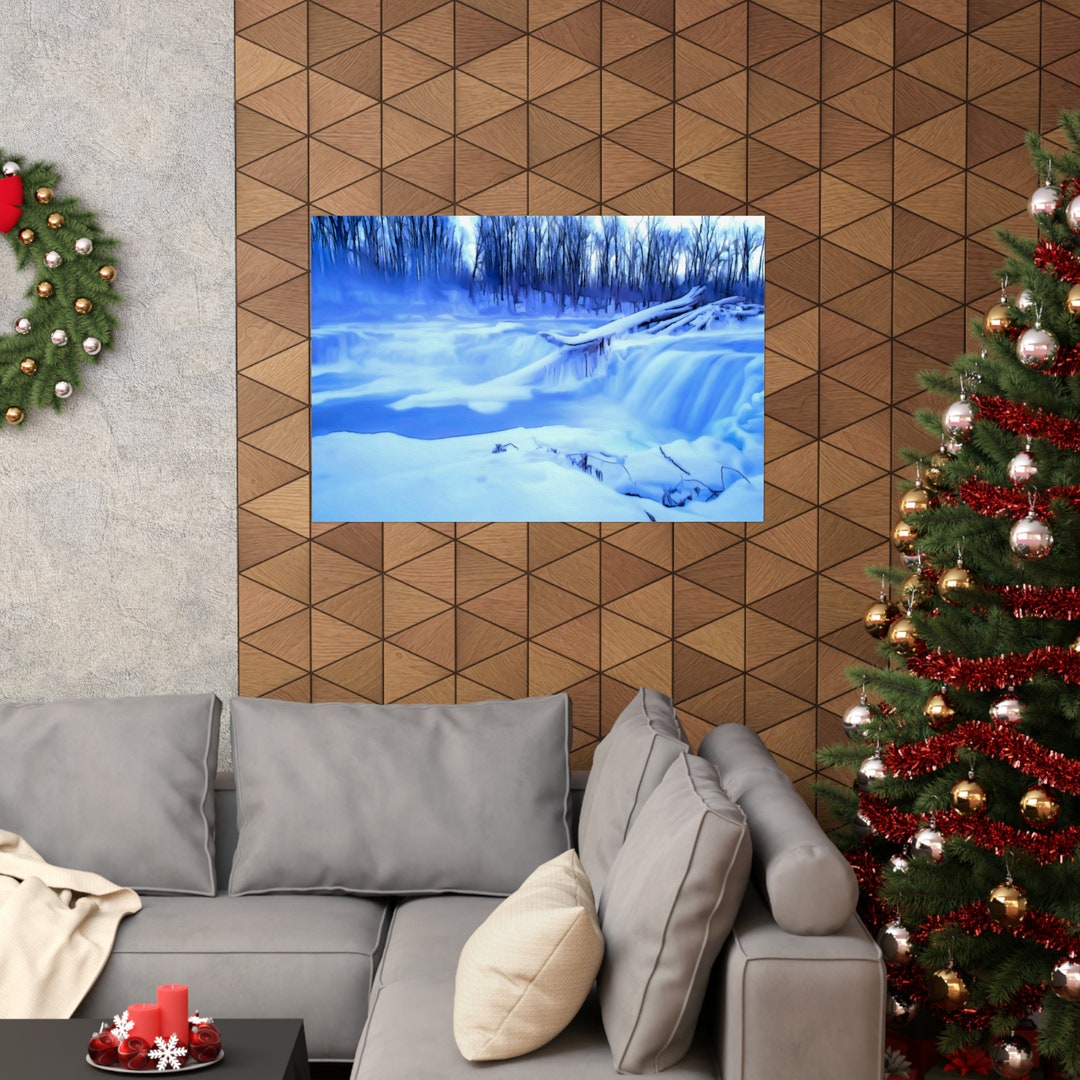 Winter Poster Snow Art Winter Painting Winter Wall Art Winter Waterfall ...