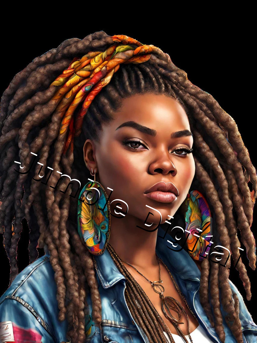 Loc'd Queen PNG File | Dreadlock Digital File | Black Woman Digital ...