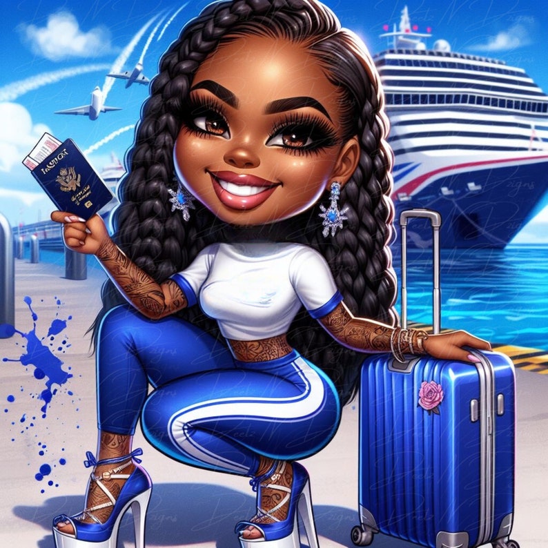Blue&white Cruise Chick,digital Print,digital Download,digital Art,digital Product,girls,boys ...