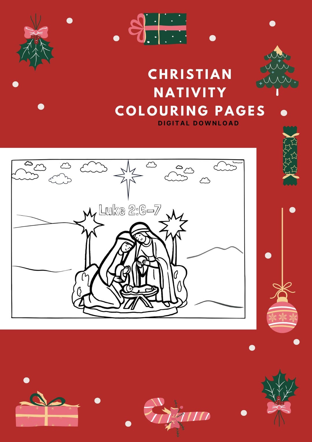 Christmas Nativity Colouring in Pages Christian Kids Colouring in Book ...