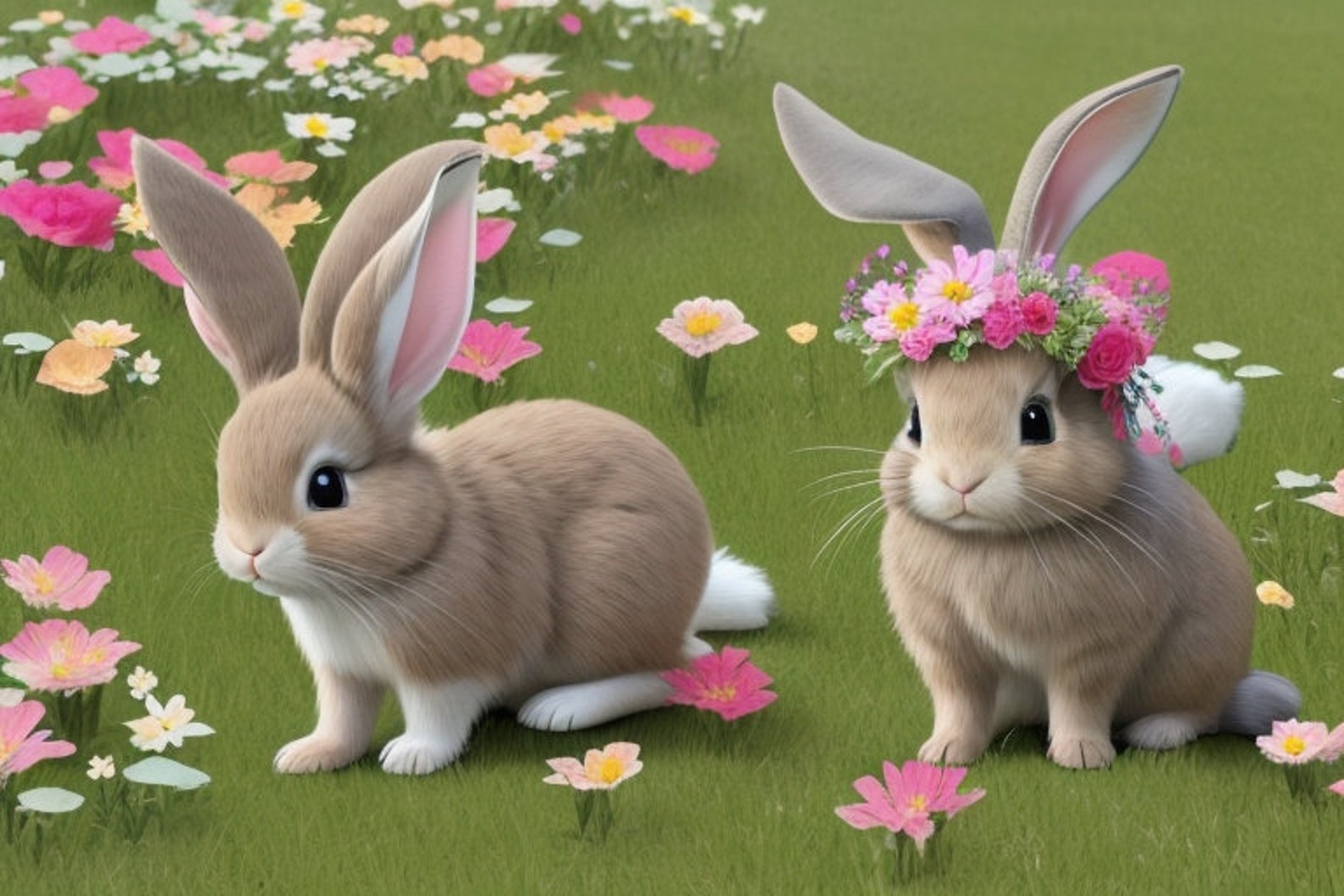 8 Bunnies With Flowers Digital Download Cuteness to Your Creative ...
