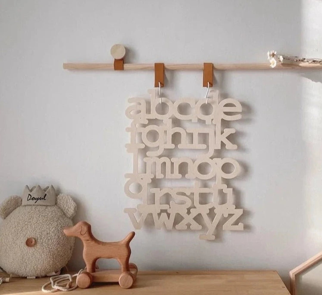 Wooden Alphabet Hanging Sign Board Kids Room Decoration Nursery Room ...