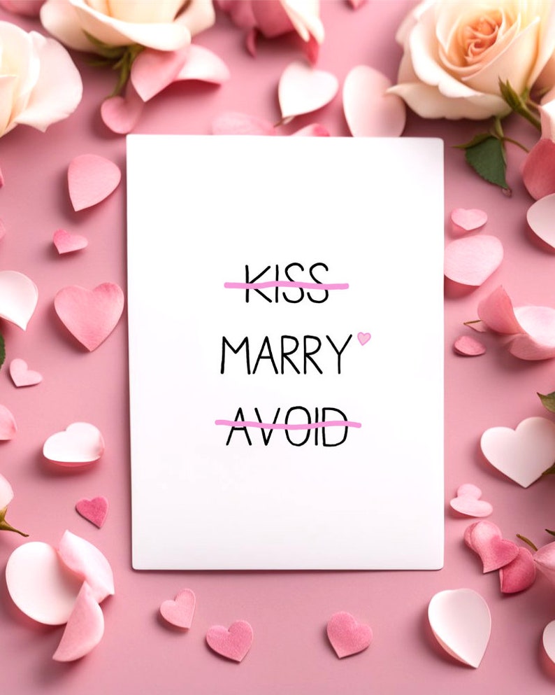 Funny Wedding Card Kiss Marry Avoid Marriage Card Engaged Card Just ...