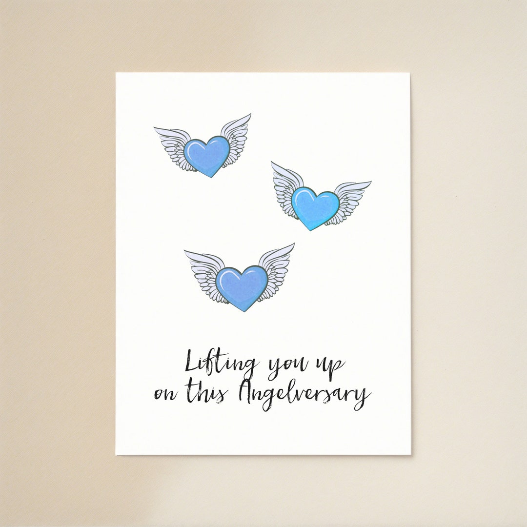 Angelversary Sympathy Card: Hearts With Wings, Grief & Loss - Etsy