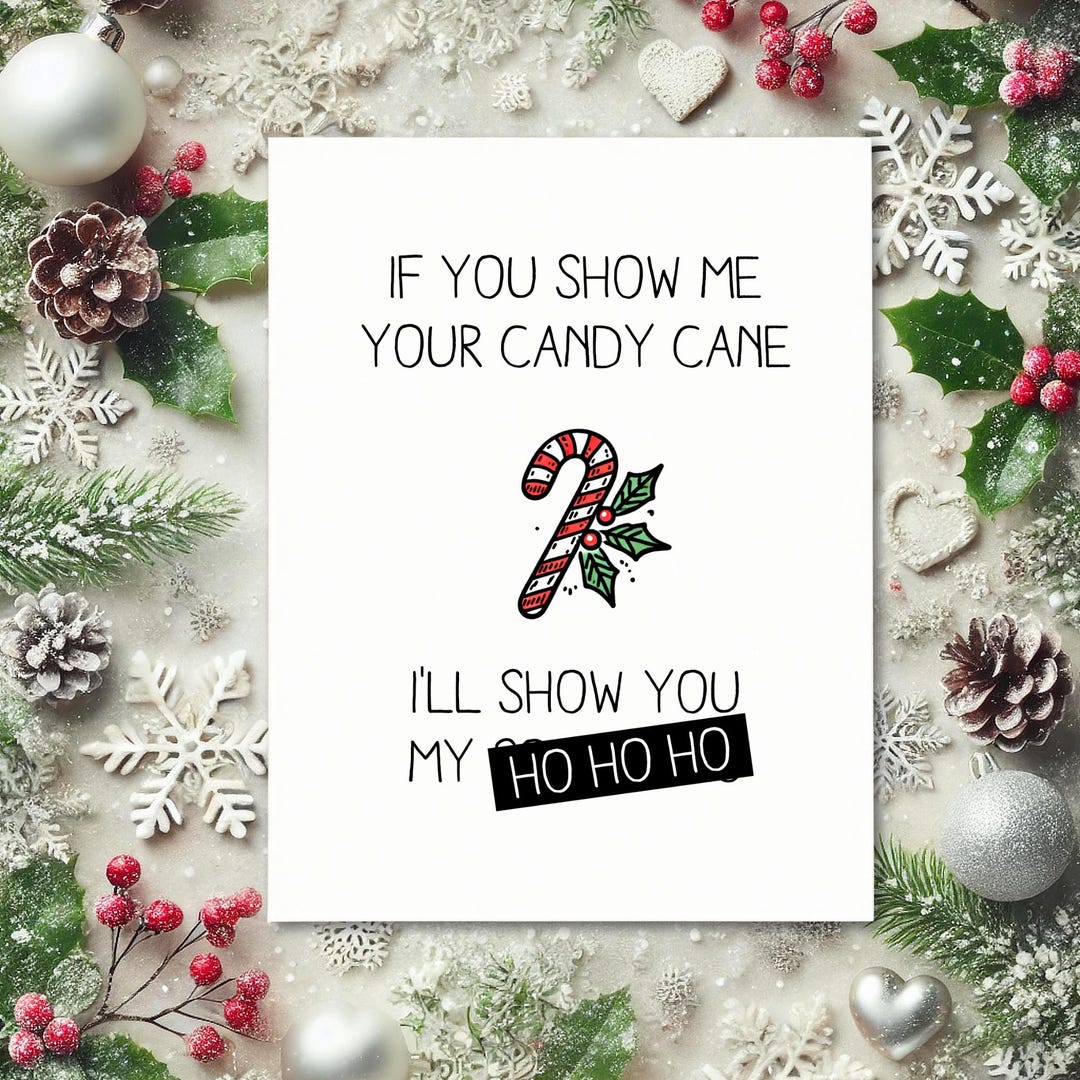 Show Me Your Candy Cane Sexy Xmas Card Card for Boyfriend Card for ...