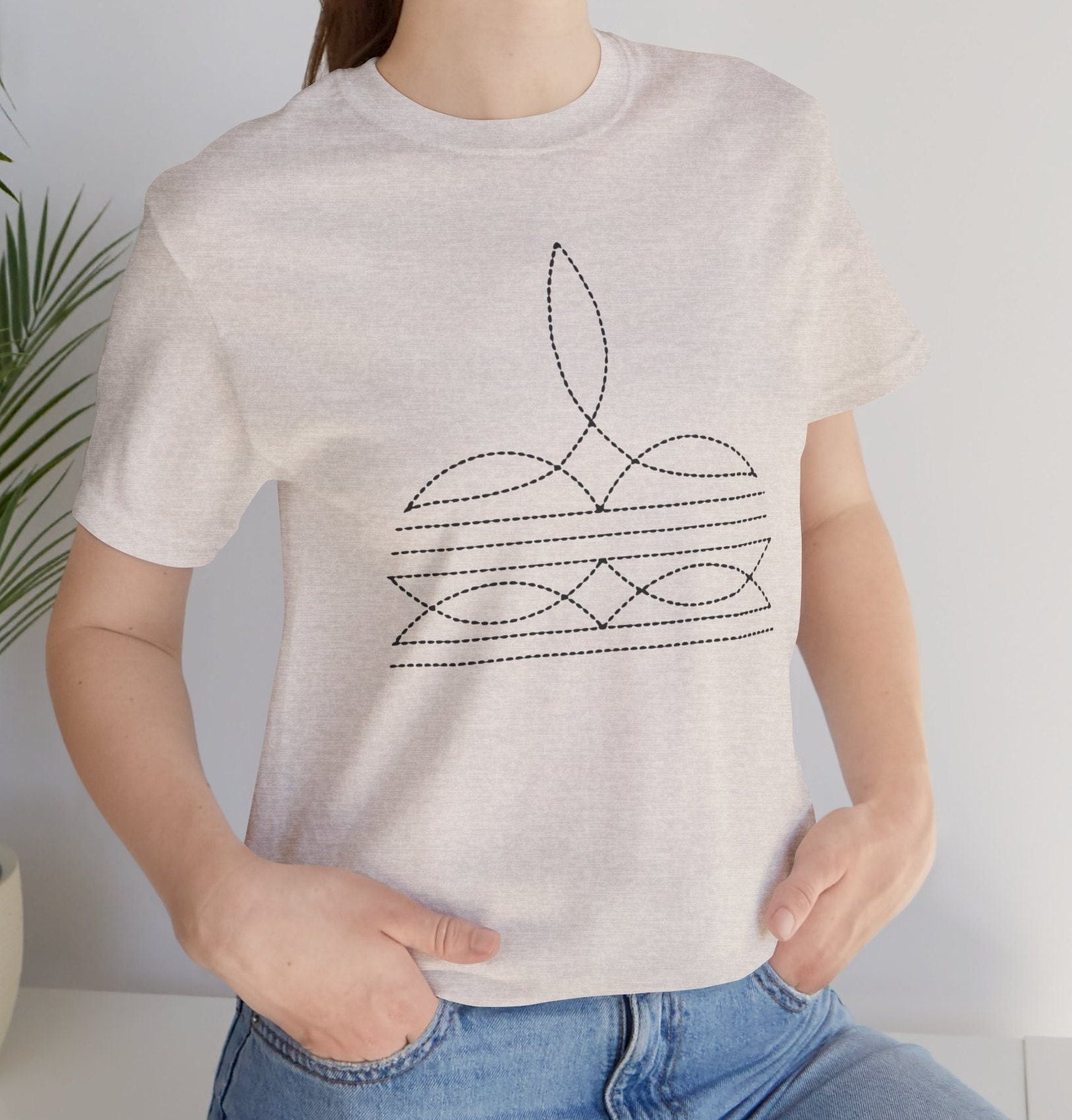 Western Boot Stitch T-shirt, Boot Stitch Tee, Graphic Boot Stitch T ...