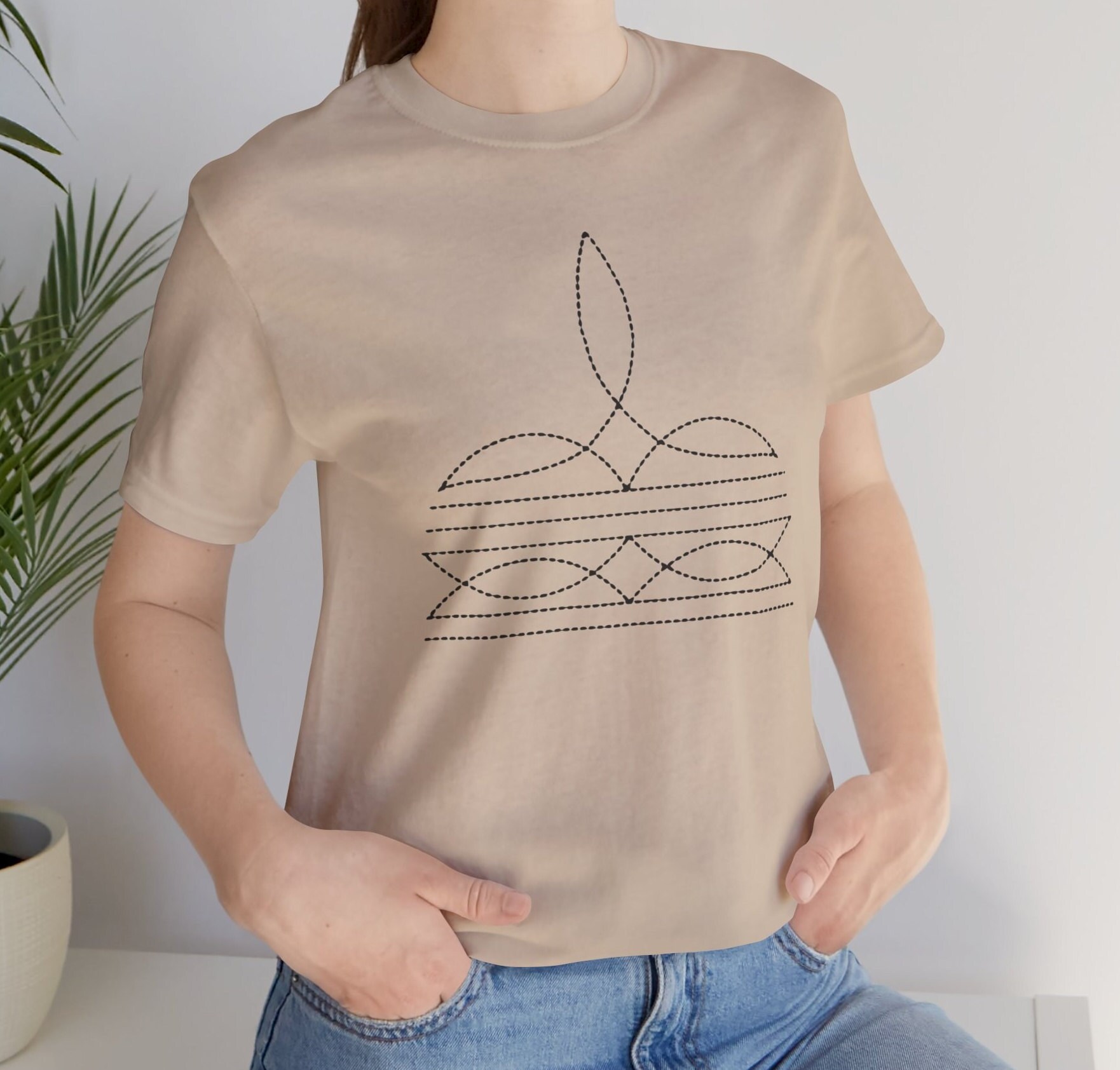 Western Boot Stitch T-shirt, Boot Stitch Tee, Graphic Boot Stitch T ...