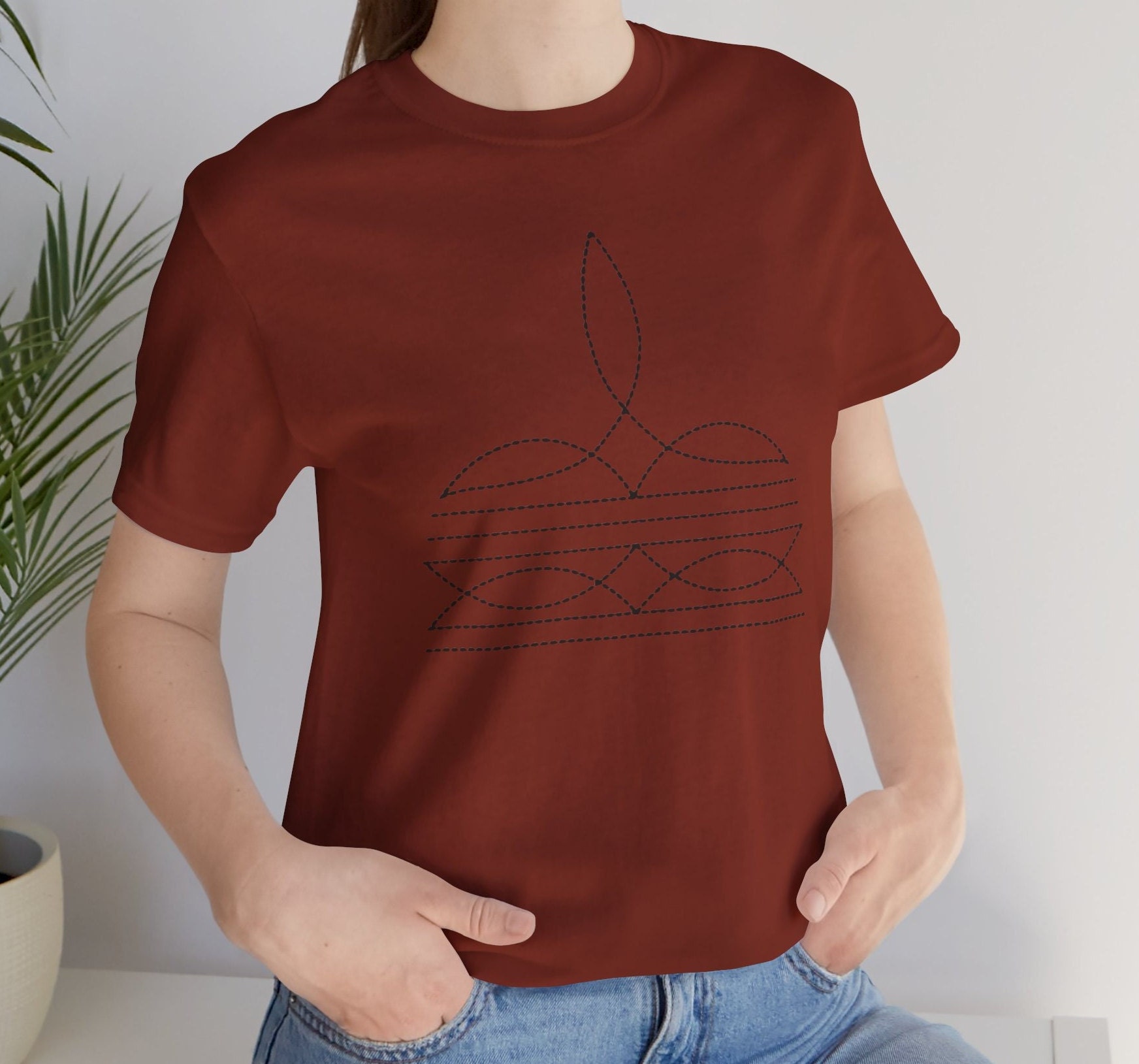 Western Boot Stitch T-shirt, Boot Stitch Tee, Graphic Boot Stitch T ...