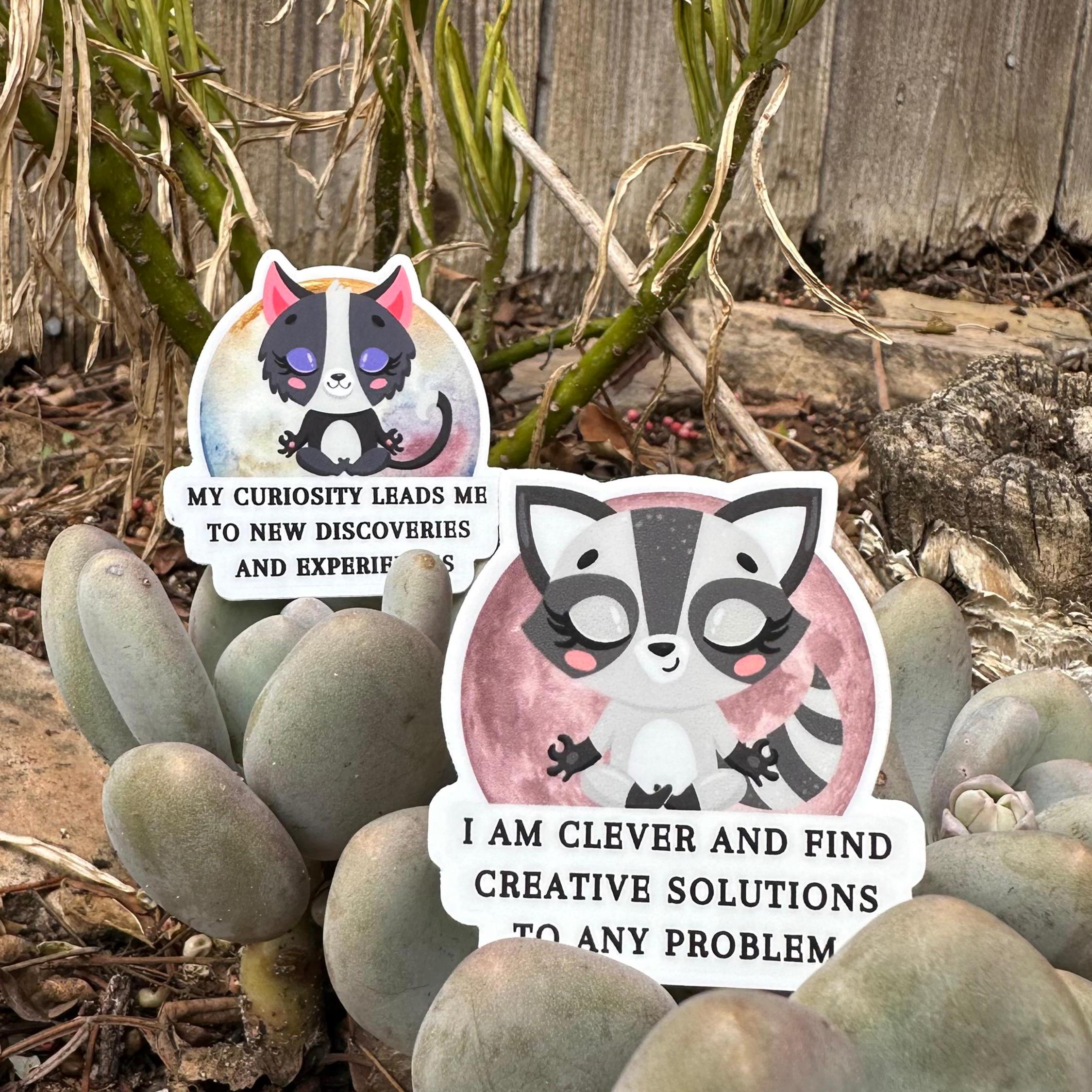 Animal Sticker Set, Inspirational Quotes, Set of 4 Cute Animal Decals ...